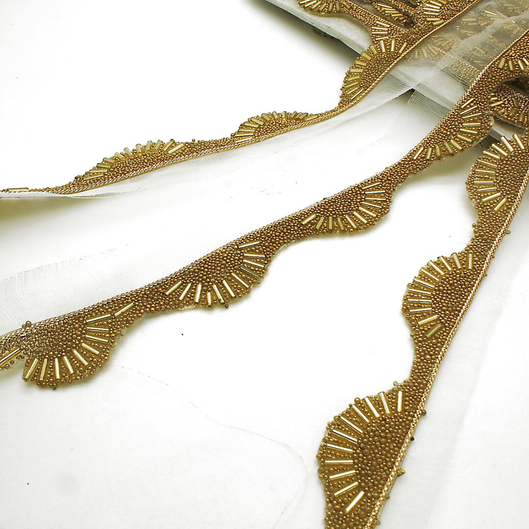 GOLD Beaded Trim Gold EDGING Trim Gold Trim With Beads - Etsy