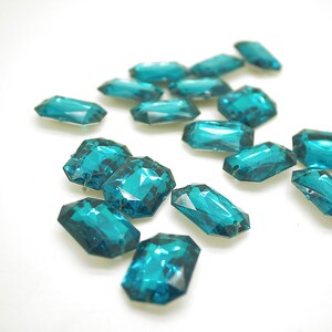TEAL 25mm RECTANGLE Jewels Gems Rhinestones - Etsy