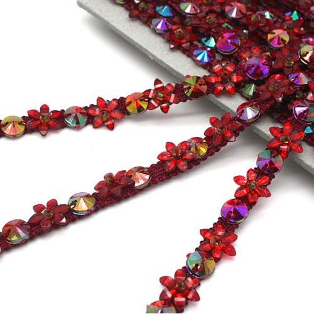 MAROON FLORAL GEM Trim - Etsy
