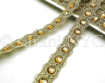 GOLD RHINESTONE CIRCLE Beaded Trim - Etsy