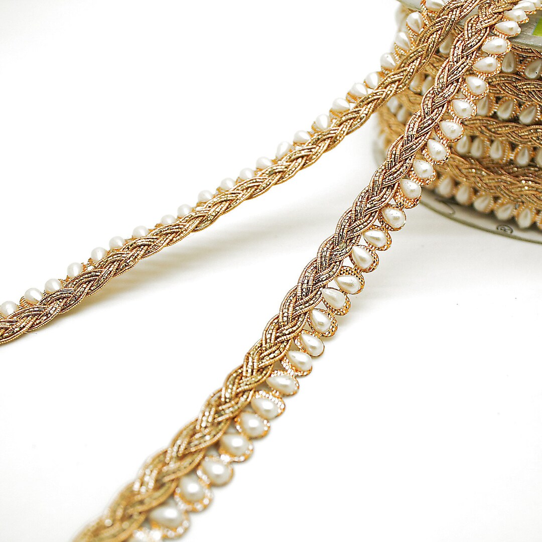 GOLD Pearl Trim With Pearl Edging - Etsy