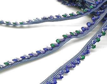 Per Yard- Blue Green - Beaded Trim - Design 2 - Etsy