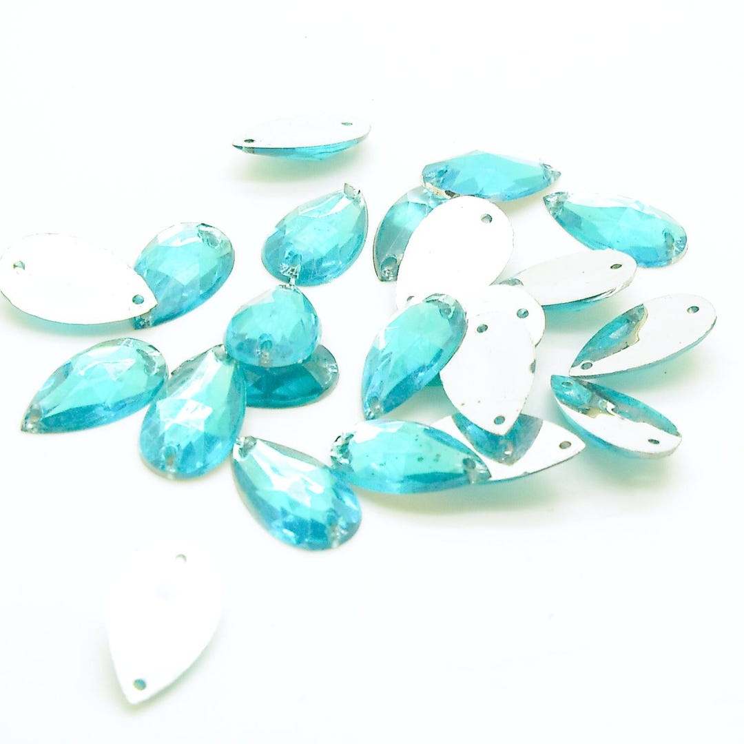 30 X Turquoise Teardrop Tear Drop 18mm X 10 Mm Flat Back Acrylic ...
