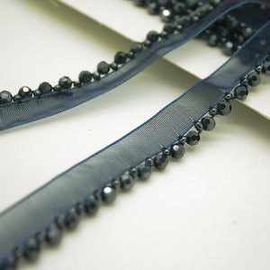 DARK Blue BEADED TRIM With Beads Beaded Edging - Etsy