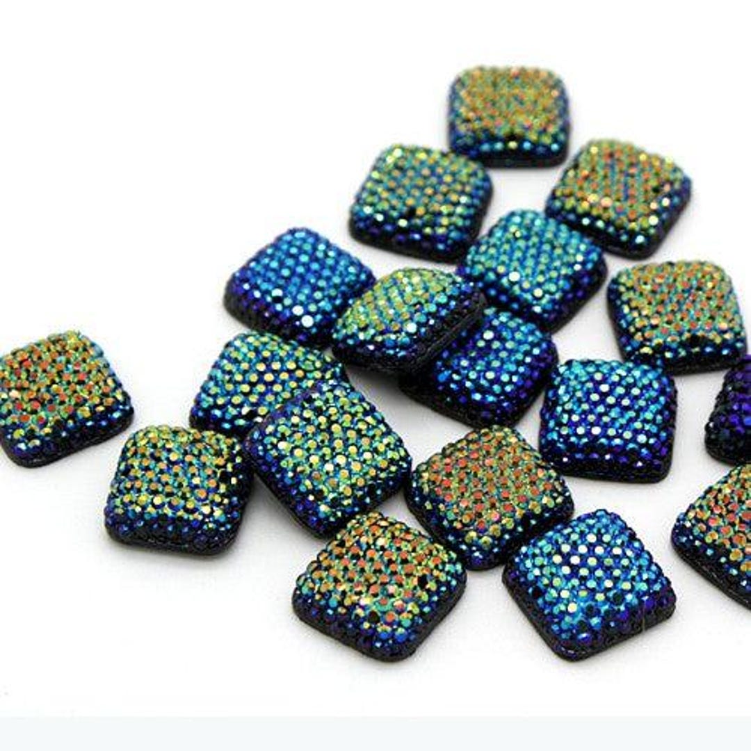 13 Mm Flat Back Acrylic Square Jewels Gems Rhinestones Iridescent - Etsy