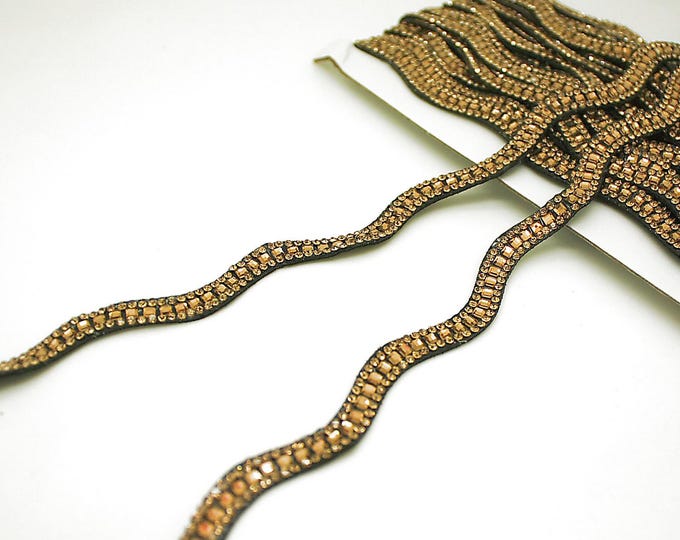 BRONZE RHINESTONE Trim With Stone Edging Crystal Trim Wave Trim - Etsy