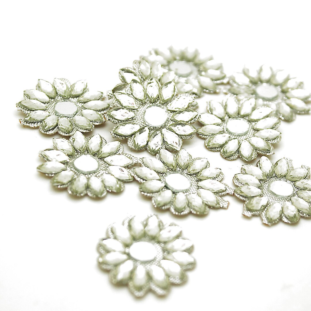 SILVER RHINESTONE FLOWERS - Etsy