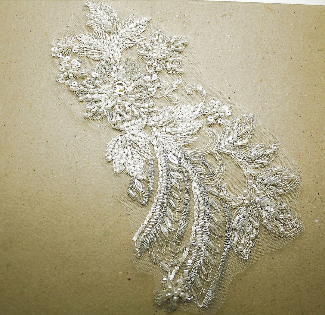 White Beaded Wedding Applique - Etsy