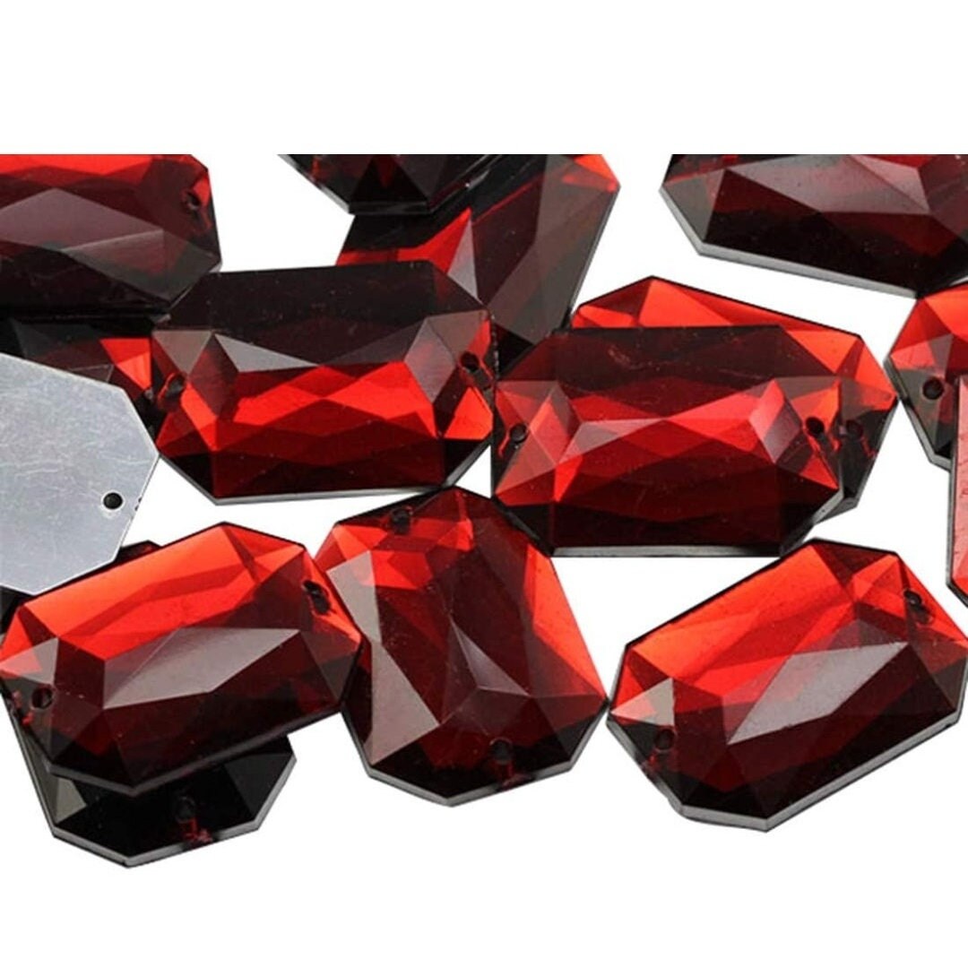 Maroon 25mm X 18mm Flat Back Acrylic Rectangle Jewels Gems Rhinestones ...