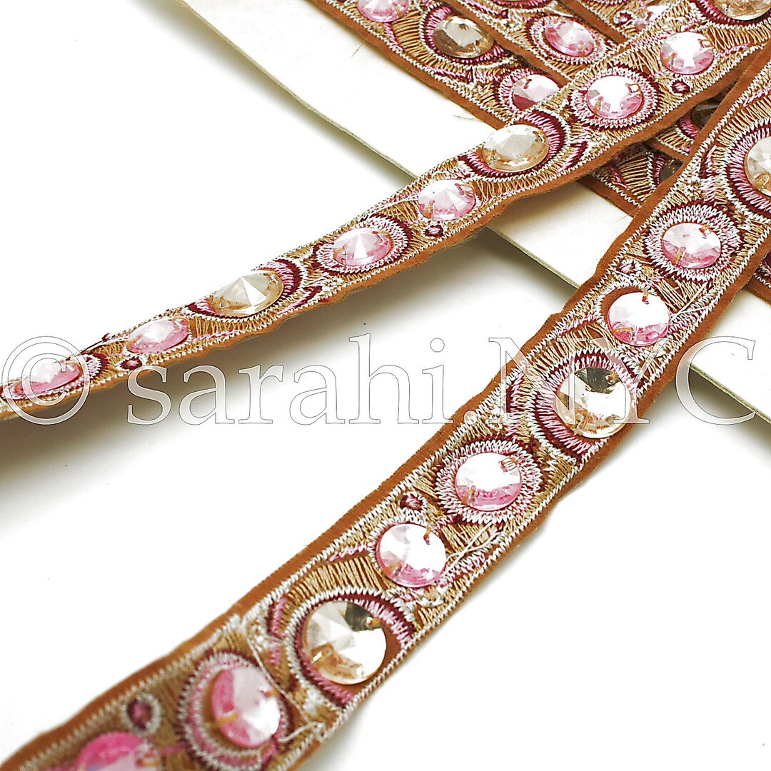 LIGHT PINK Rhinestone TRIM Pink Trim Pink Hotfix Trim - Etsy