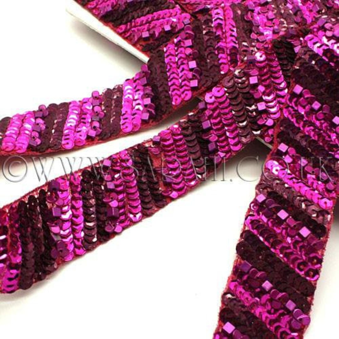 PINK MAROON SEQUIN Trim With Sequins and Beads Embellishment for ...