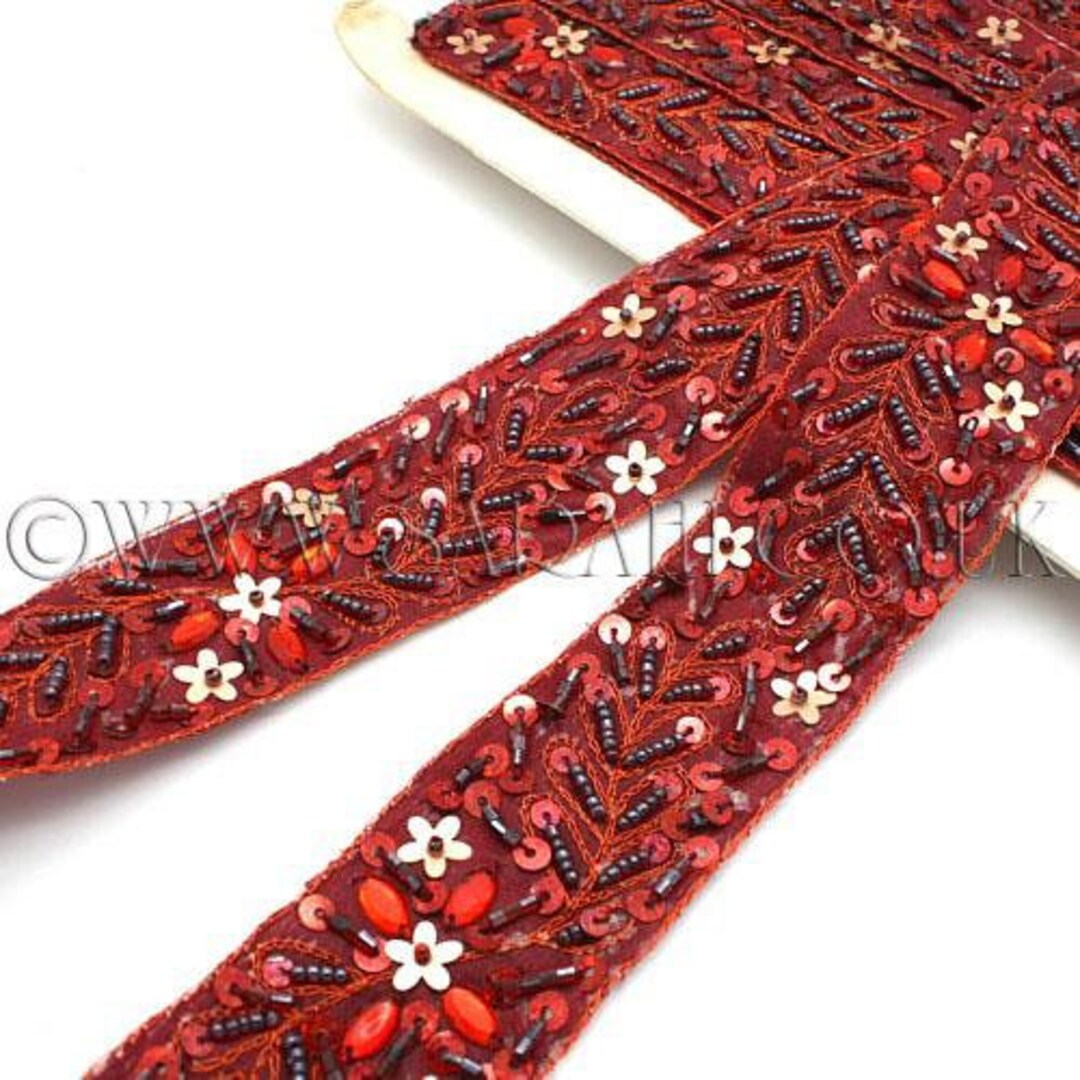 MAROON RED SEQUIN Ribbon Trim - Etsy