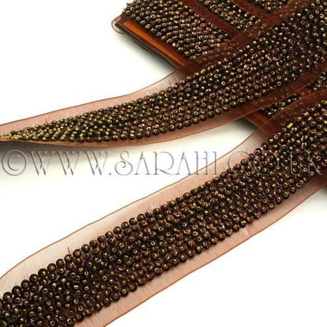 BROWN BEADED SEQUIN Beaded Trim Embellishment Crafts Art Ribbon - Etsy
