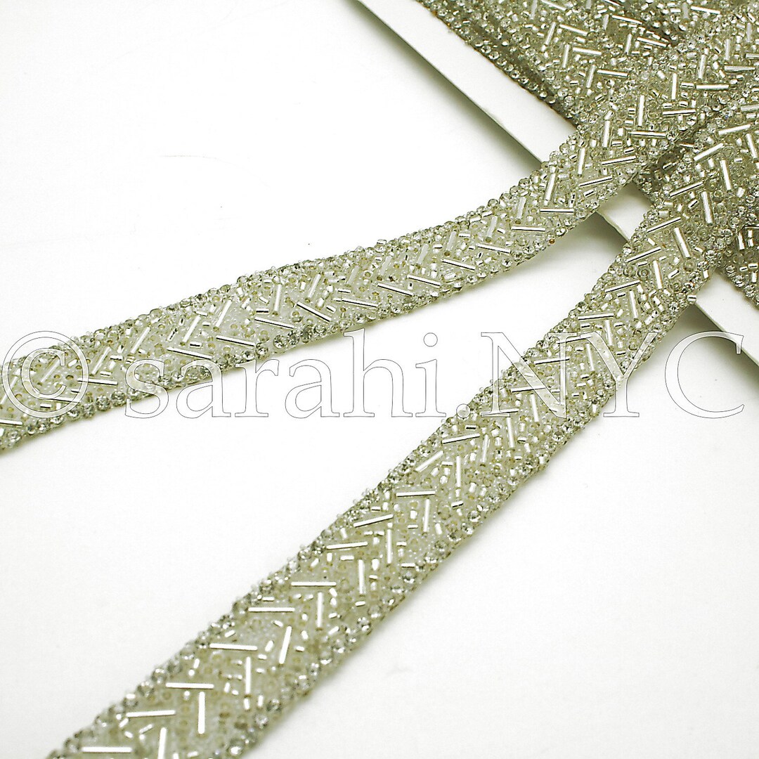 SILVER BEADED HOTFIX Trim Silver Trim - Etsy