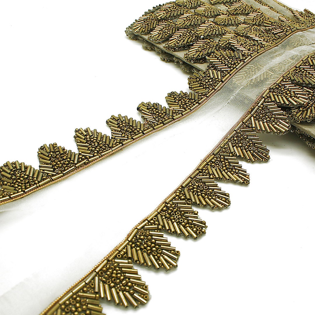 ANTIQUE GOLD BEADED Edging Trim - Etsy