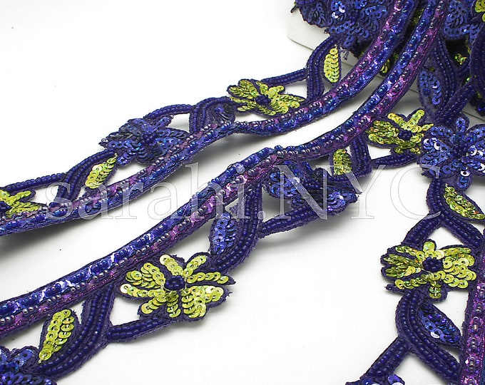 BLUE FLOWER SEQUIN Beaded Trim - Etsy