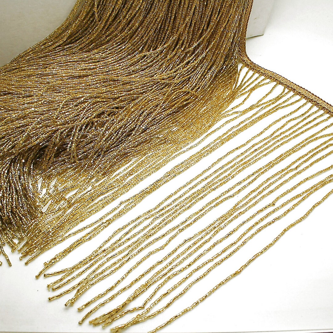 12 Inch Extra Long GOLD BEADED FRINGE - Etsy