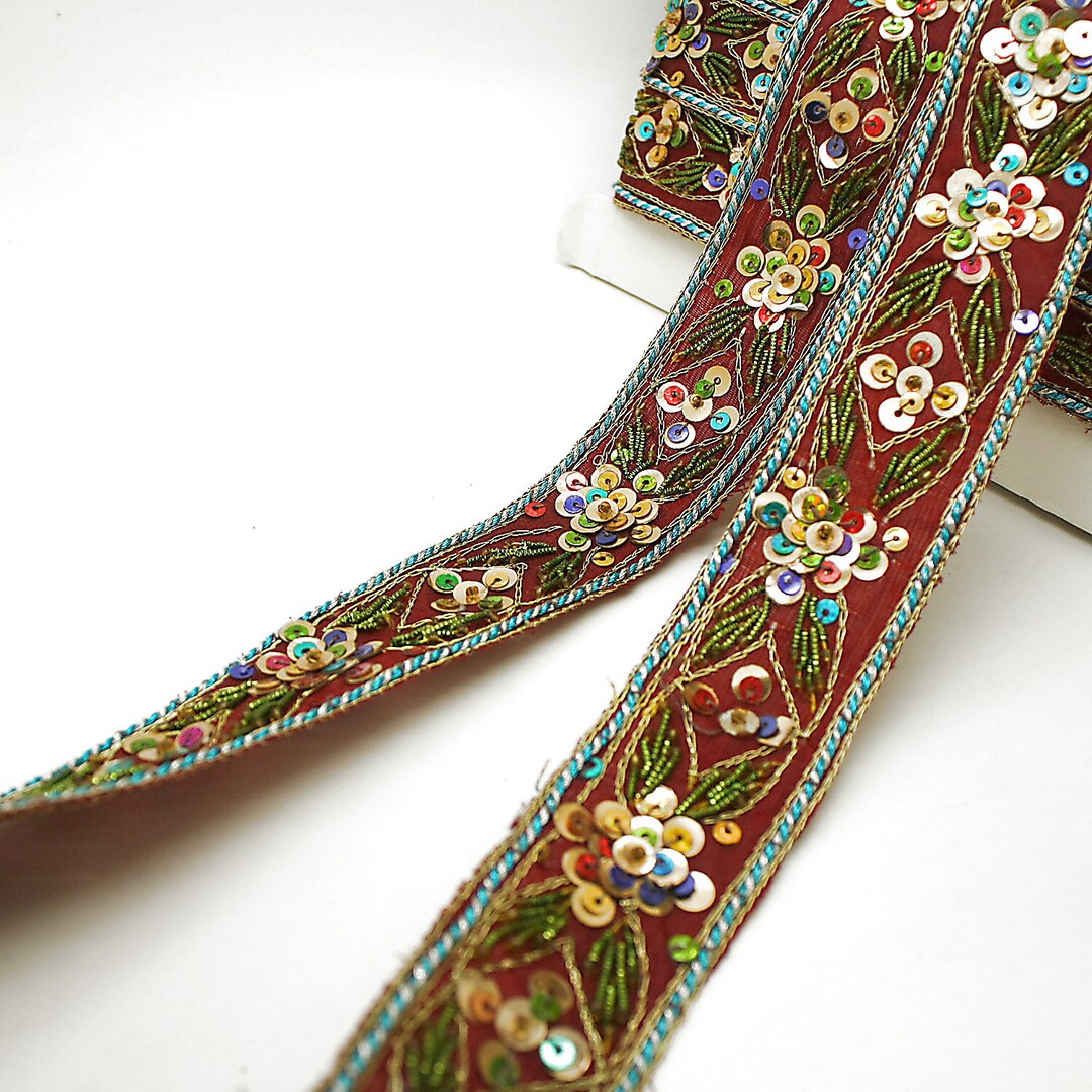 MAROON SEQUIN Trim - Etsy