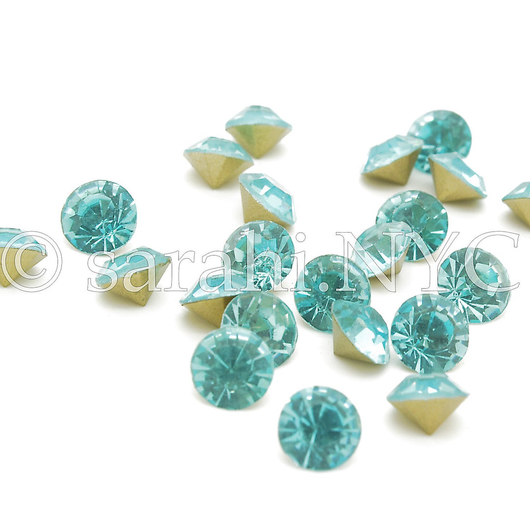 10 PIECES 8mm Turquoise Blue CRYSTAL Chaton - Etsy