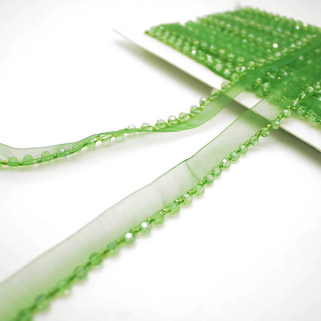 GREEN BEADED TRIM With Beads Beaded Edging - Etsy