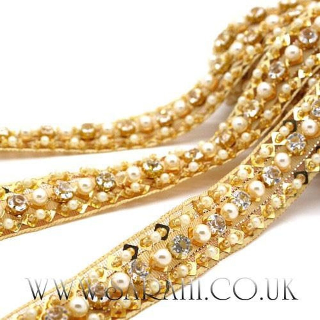 GOLD PEARL RHINESTONE Beaded Trim - Etsy