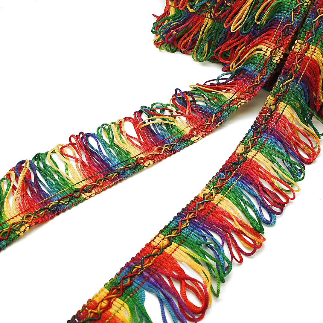 MULTI COLOR Rainbow FRINGE Trim - Etsy