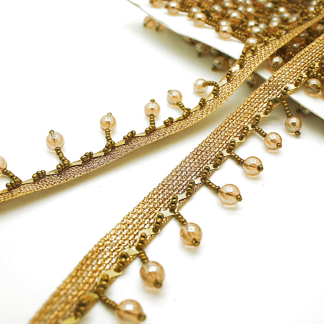 GOLD BEADED FRINGE Trim Gold Fringe Gold Beaded Trim - Etsy