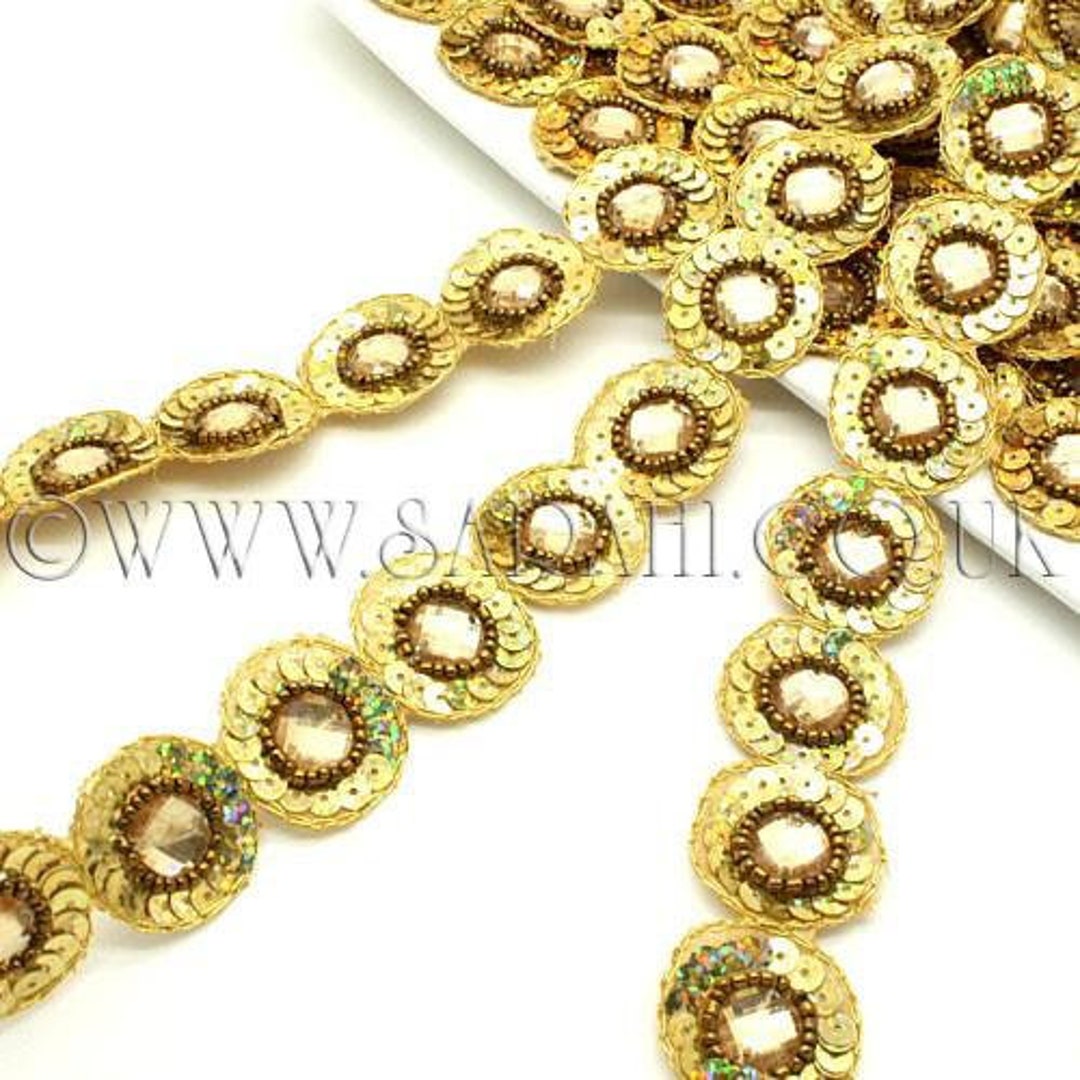 GOLD RHINESTONE CIRCLE Beaded Trim - Etsy