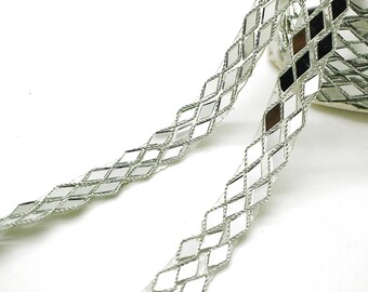 Beautiful Silver Mirror Cutwork Vine, Glamourous Sari Trim, Indian ...