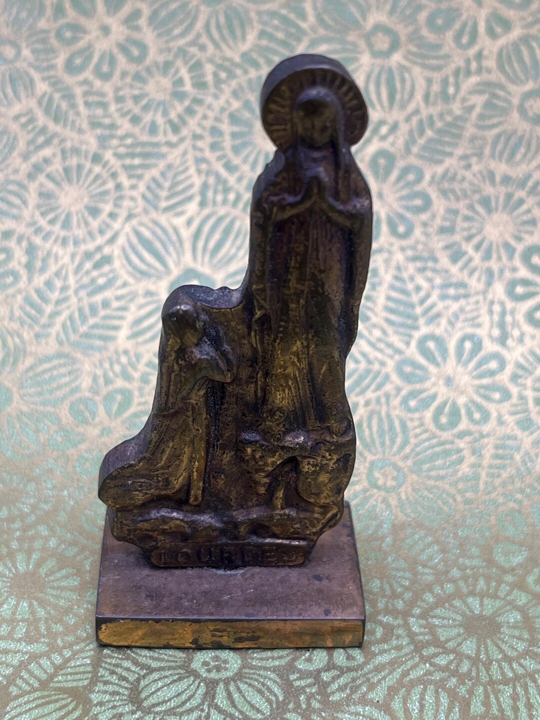 Vintage Lourdes Virgin Mary Brass Mini Statue Religious Relic - Etsy