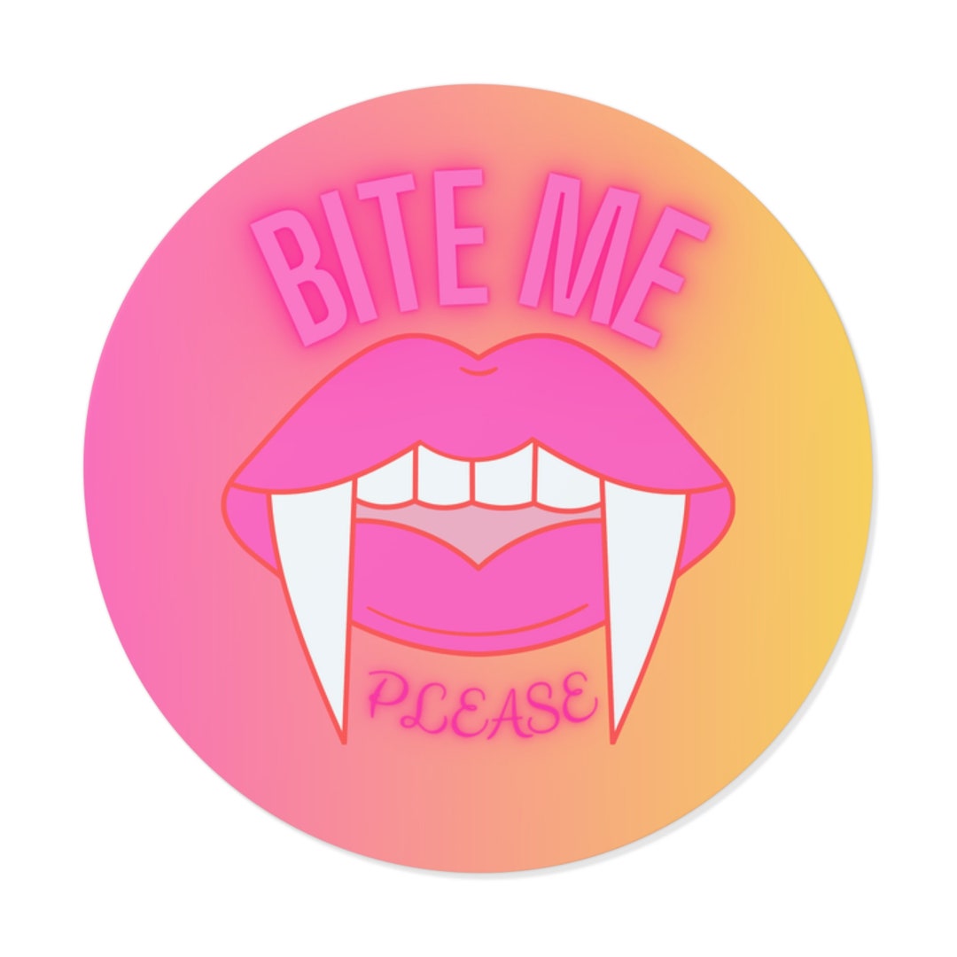 Pastel Goth Vampire 'bite Me' Sticker - Waterproof Vinyl, Emo Bookish ...