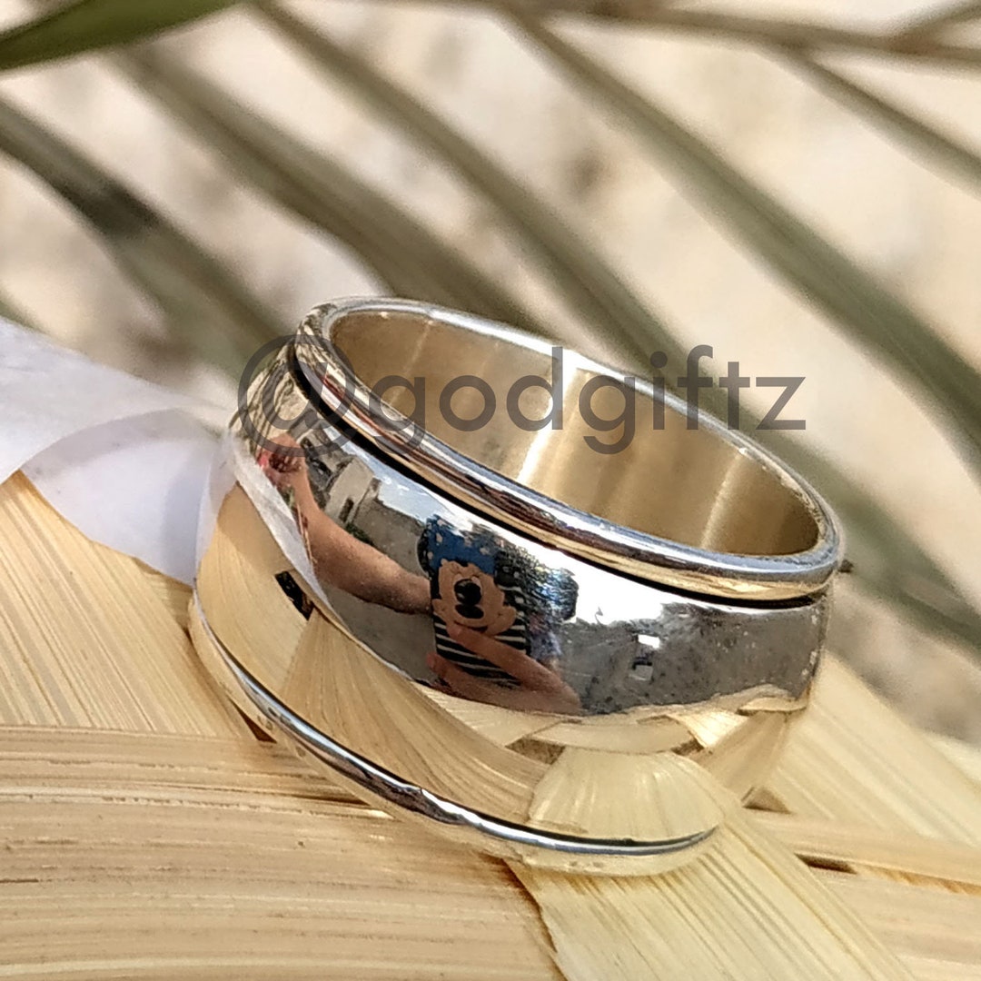 Spinning Thick Wide Band, Spinner Ring, Dome Ring, Sterling Silver Ring ...