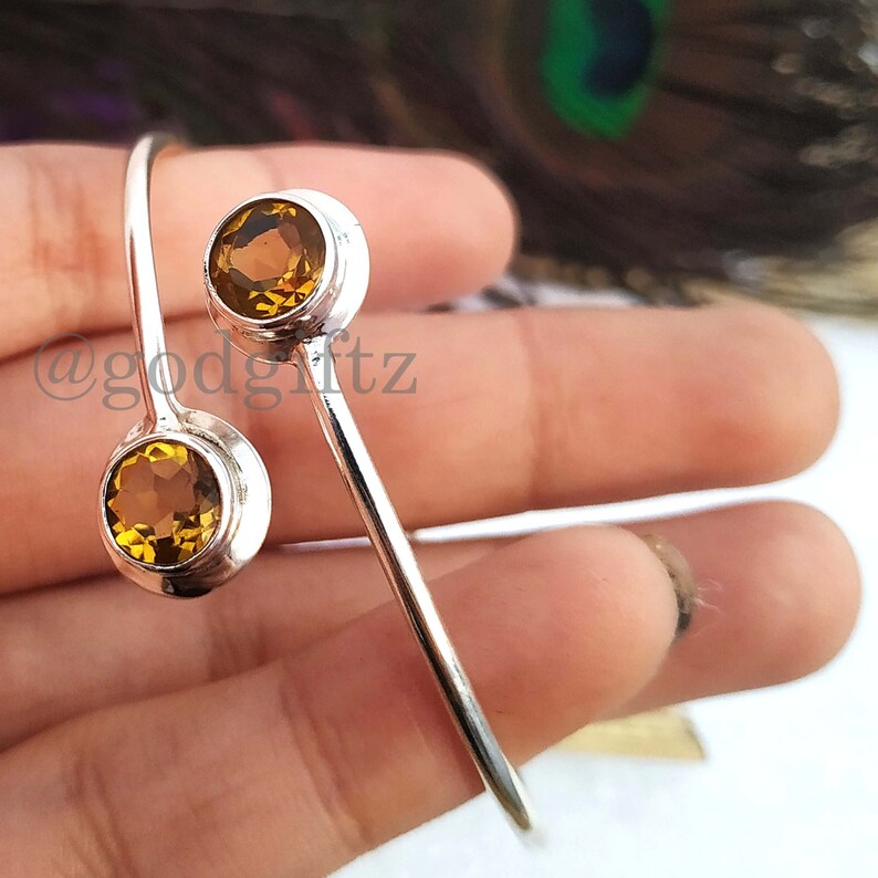 Citrine Gemstone Bangle Citrine Bangle Silver Gemstone - Etsy