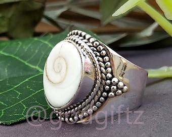 Ancient Shiva Round Shell Eye Ring Silver Jewelry - Etsy