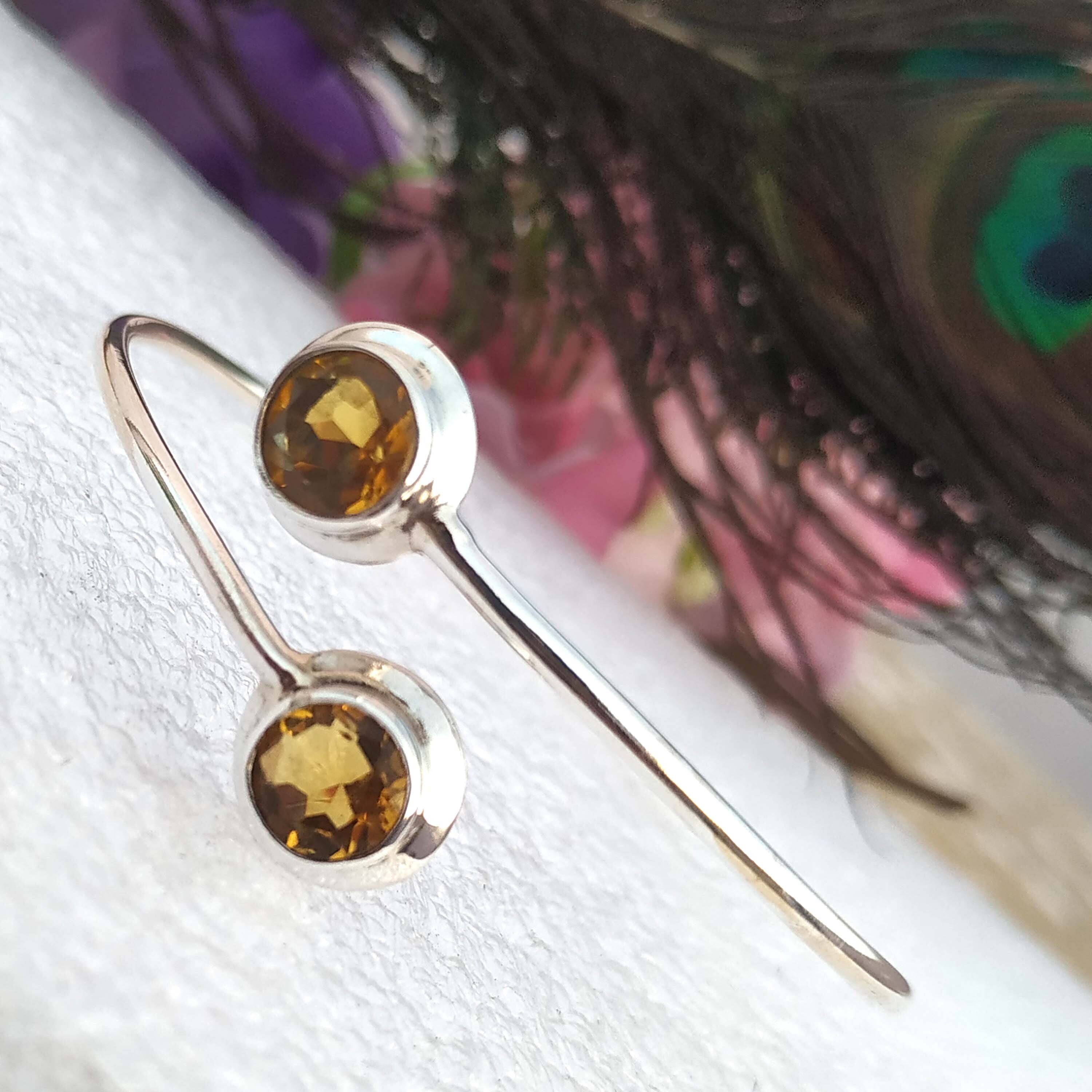 Citrine Gemstone Bangle Citrine Bangle Silver Gemstone | Etsy