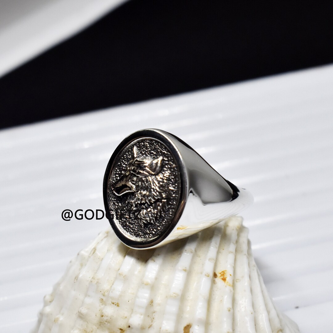 Silver Wolf Ring for Men 925 Sterling Silver Ring Handmade Animal ...