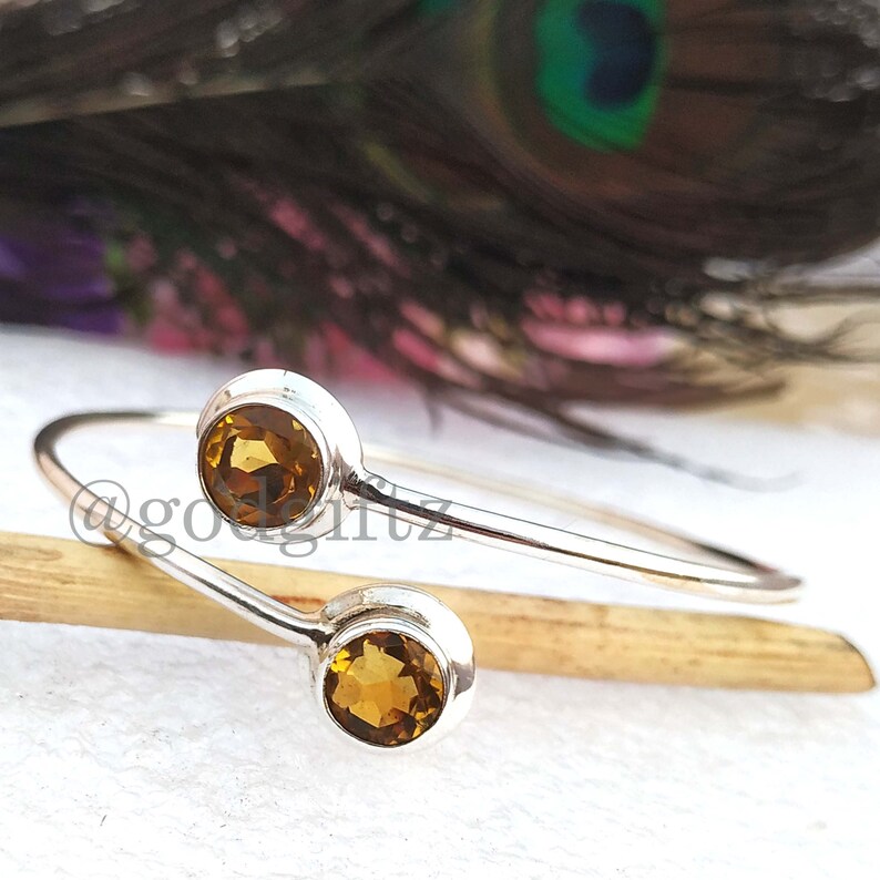 Citrine Gemstone Bangle Citrine Bangle Silver Gemstone - Etsy