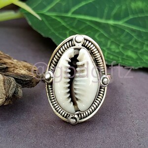 Cowrie Shell Ring With Twist,sterling Silver Ring,statement Ring ...