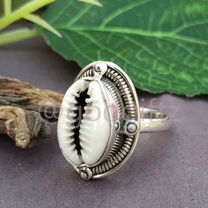 Cowrie Shell Ring With Twist,sterling Silver Ring,statement Ring ...