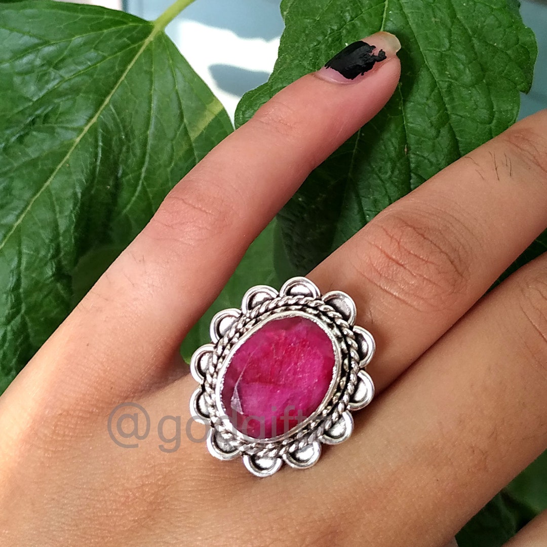 Silver Bezel Statement Ring 925 Solid Sterling Silver Ring - Etsy