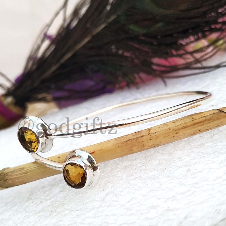 Citrine Gemstone Bangle Citrine Bangle Silver Gemstone - Etsy