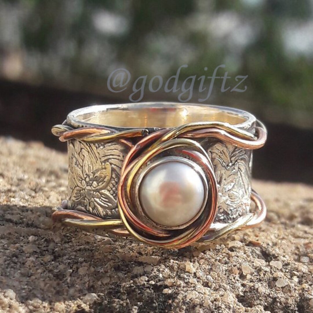 925 Sterling Silver Ring New Arrival Pearl Ring Engraved Ring Thumb ...