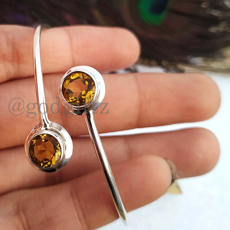 Citrine Gemstone Bangle Citrine Bangle Silver Gemstone - Etsy
