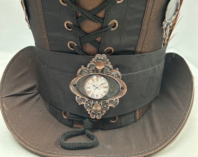 Top Hat Vintage Steampunk Victorian Gothic Copper Brown Taffeta Top Hat ...