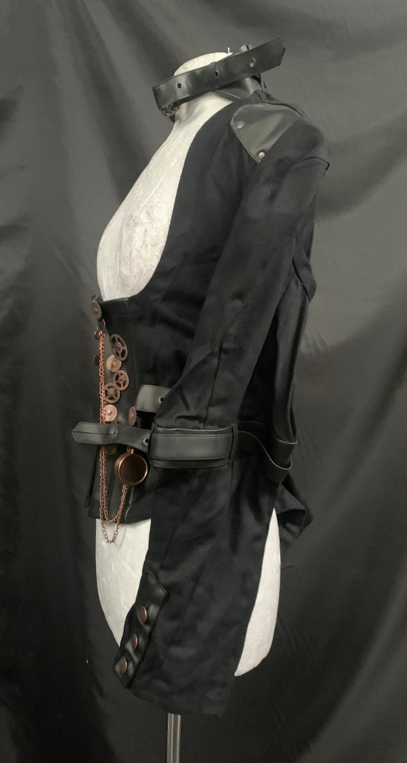 SDL Steampunk Clothing Black Cotton Jacket With Compass and - Etsy UK