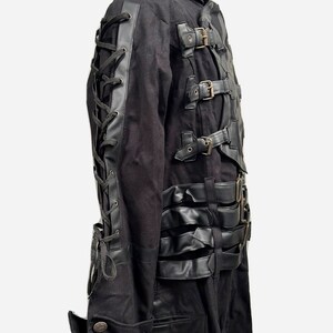 Steampunk / Cyber Gothic Matrix Long Black Heavy Cotton Jacket for Men ...