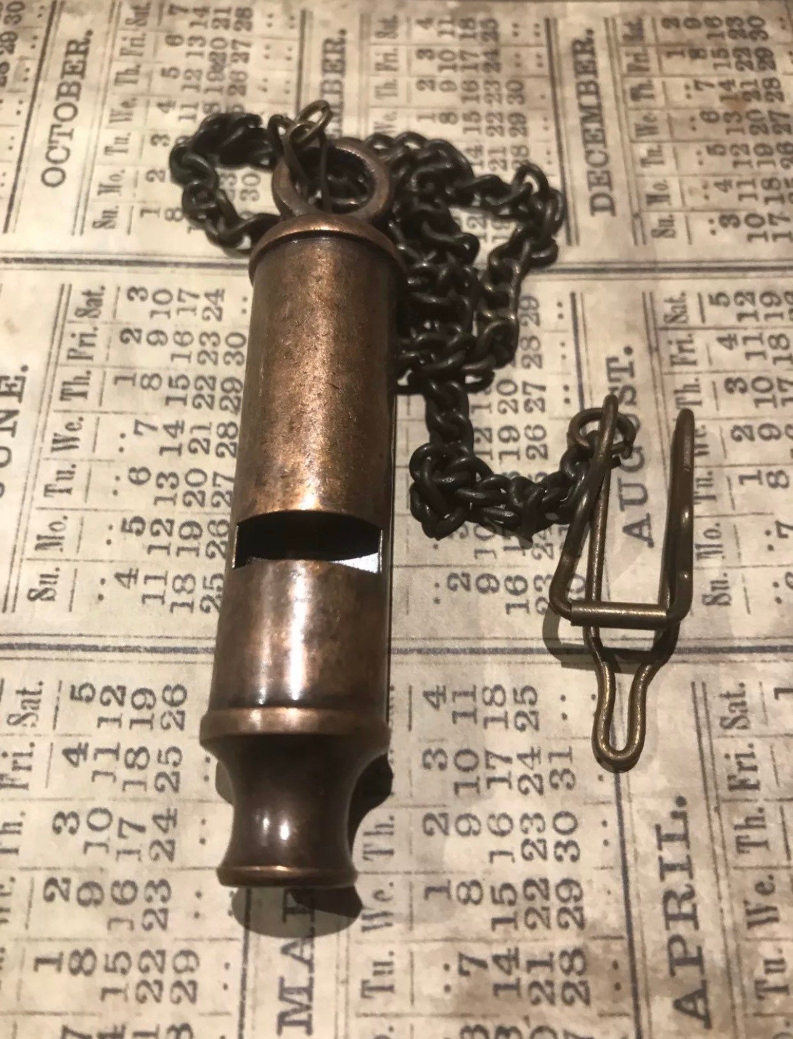 Steampunk Accessory Rustic Metal Old Fashioned Police Whistle on Rustic ...