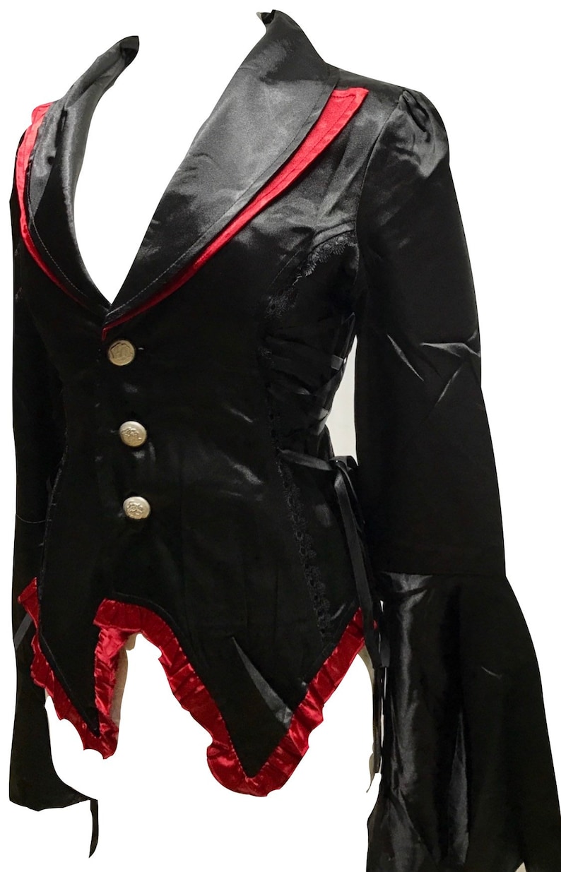 Steampunk Gothic Clothing Raven SDL Black Satin Fitted Jacket - Etsy