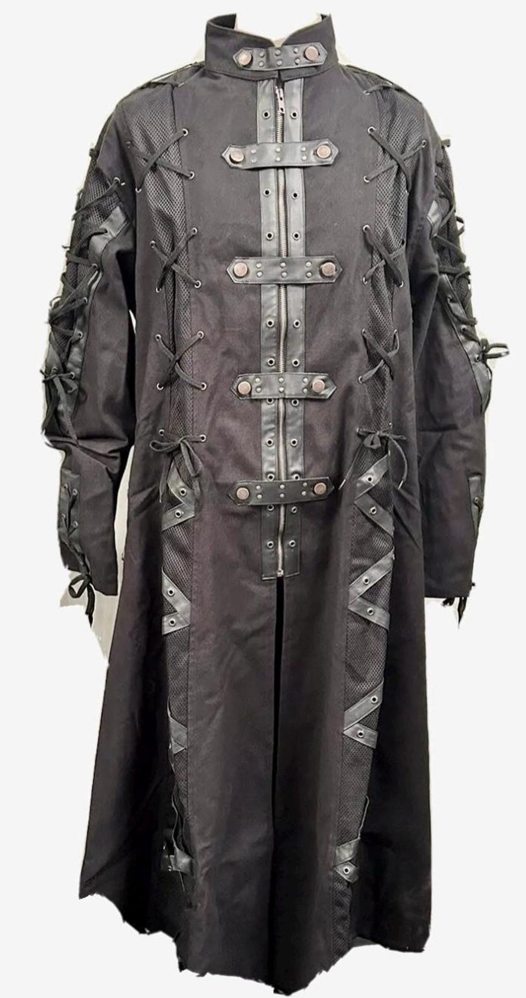 Men’s Jacket Long Black Matrix Heavy Cotton Long Cyber Steampunk ...