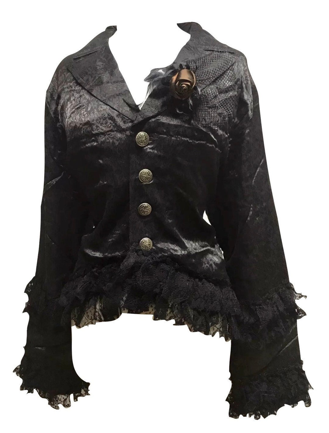 Raven Gothic Deadstock Steampunk Gothic Vintage Style Black Brocade ...